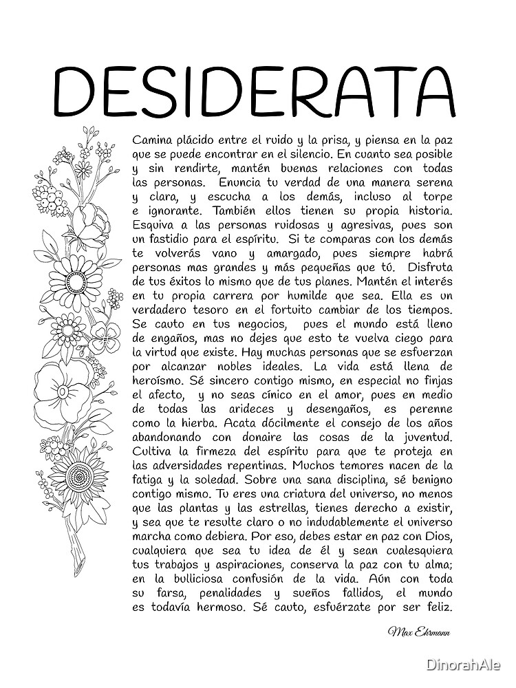 Póster for Sale con la obra «Afiche de Desiderata en español» de ...