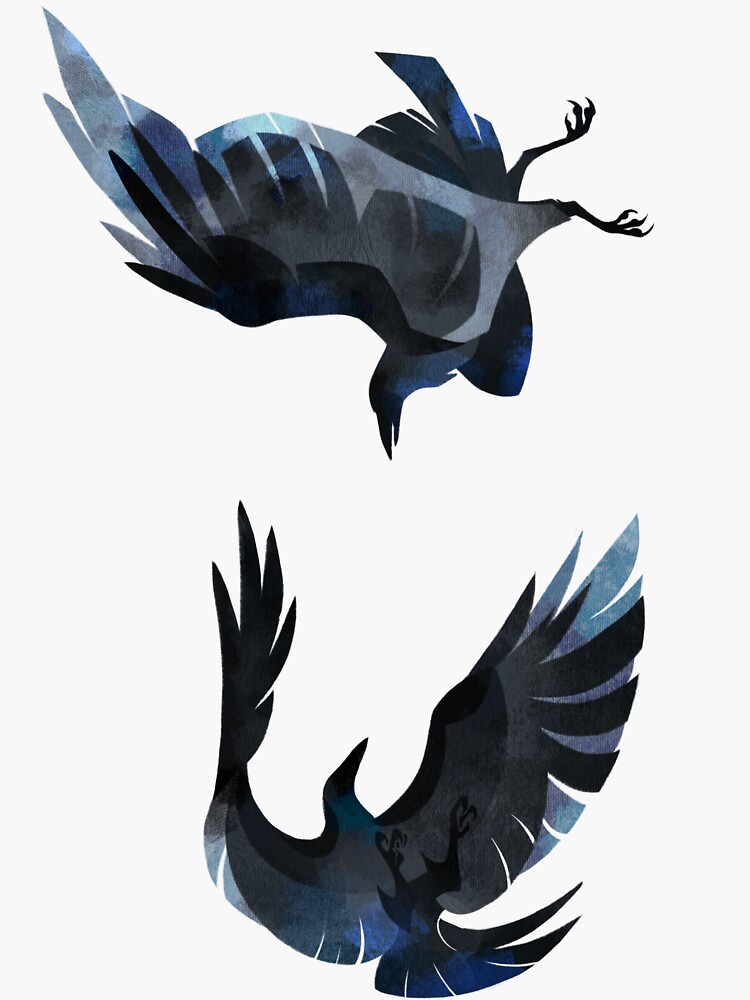 "Two Ravens Flying Together" Sticker for Sale by SarahBellumArt | Redbubble