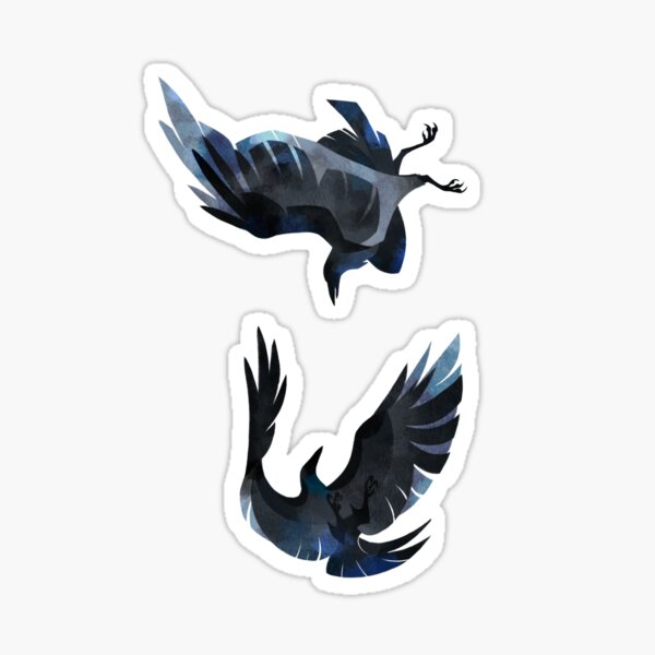 "Two Ravens Flying Together" Sticker for Sale by SarahBellumArt | Redbubble