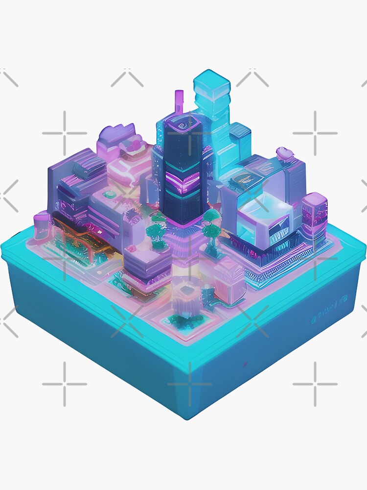 "Isometric Modern City Cube" Sticker for Sale by NaturalArtworks ...