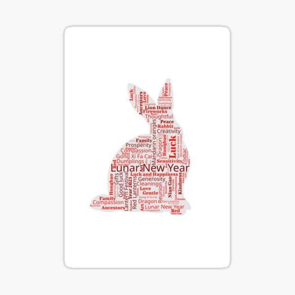 "Chinese New Year 2023 - Year of the Rabbit I Rabbit Shape Word Cloud I ...