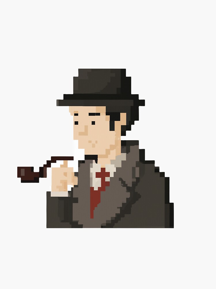 "Sherlock Holmes Pixel Art" Sticker for Sale by AIaesthetic | Redbubble