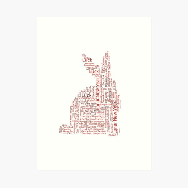 " Year of the Rabbit - Chinese New Year 2023 I Rabbit Shape Word Cloud ...