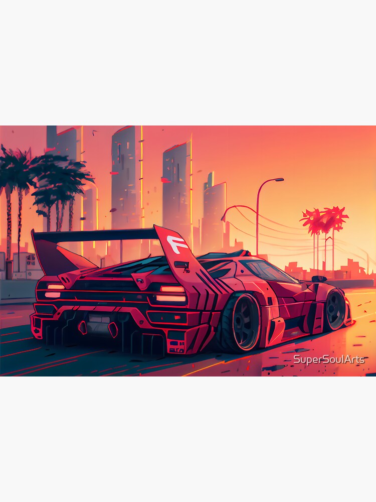 "Ferrari F40 Cyberpunk Car futuristic" Sticker for Sale by ...