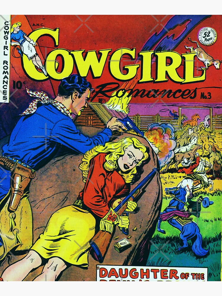 "Romance Comic Magazines (CowGirl book cover) #1" Sticker for Sale by ...