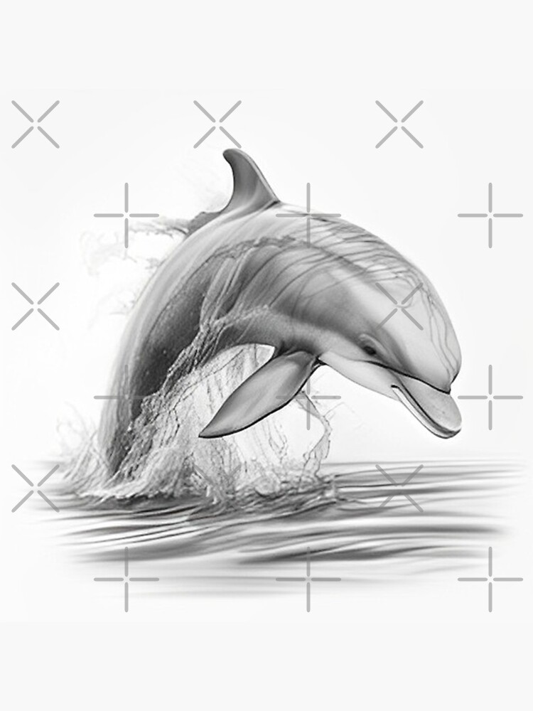 "Black and white Dolphin pencil drawing" Sticker for Sale by Pencil-Art ...
