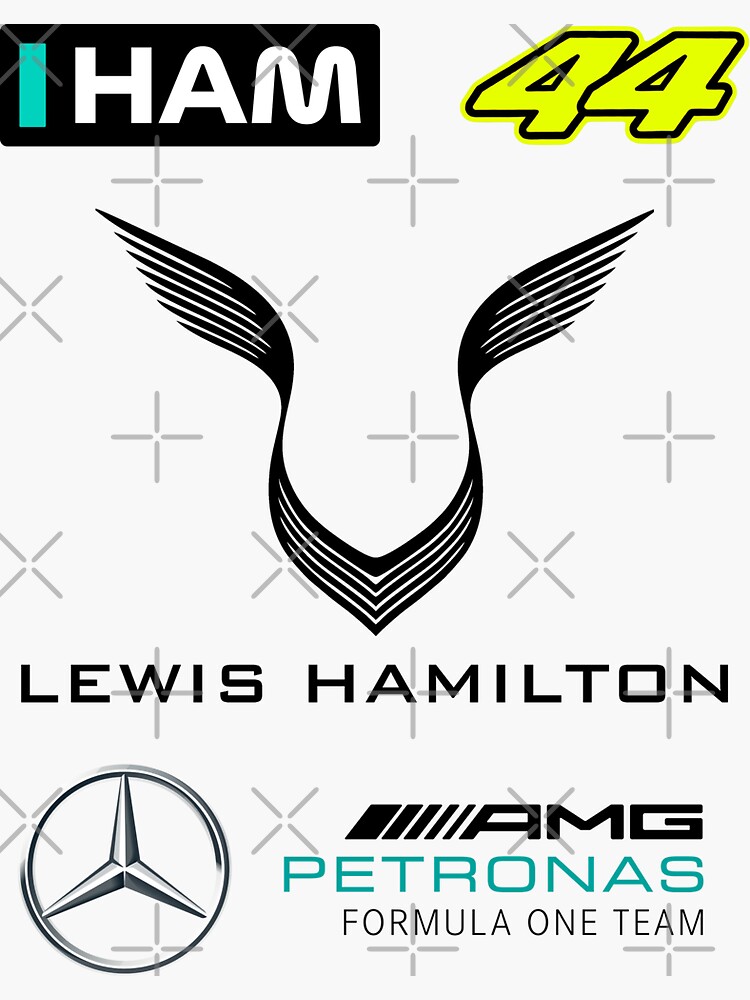 "Lewis Hamilton 44 Lewis Hamilton logo Mercedes f1 logo" Sticker for ...
