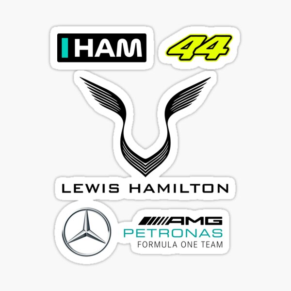"Lewis Hamilton 44 Lewis Hamilton logo Mercedes f1 logo" Sticker for ...