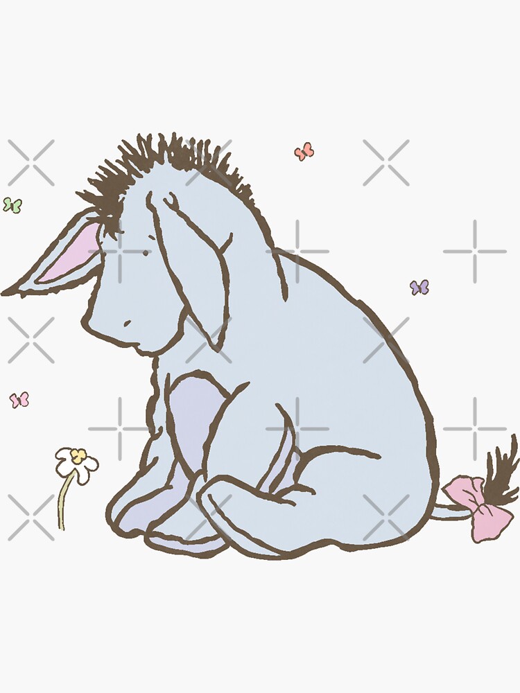 "Sad cute donkey " Sticker for Sale by davedonut | Redbubble