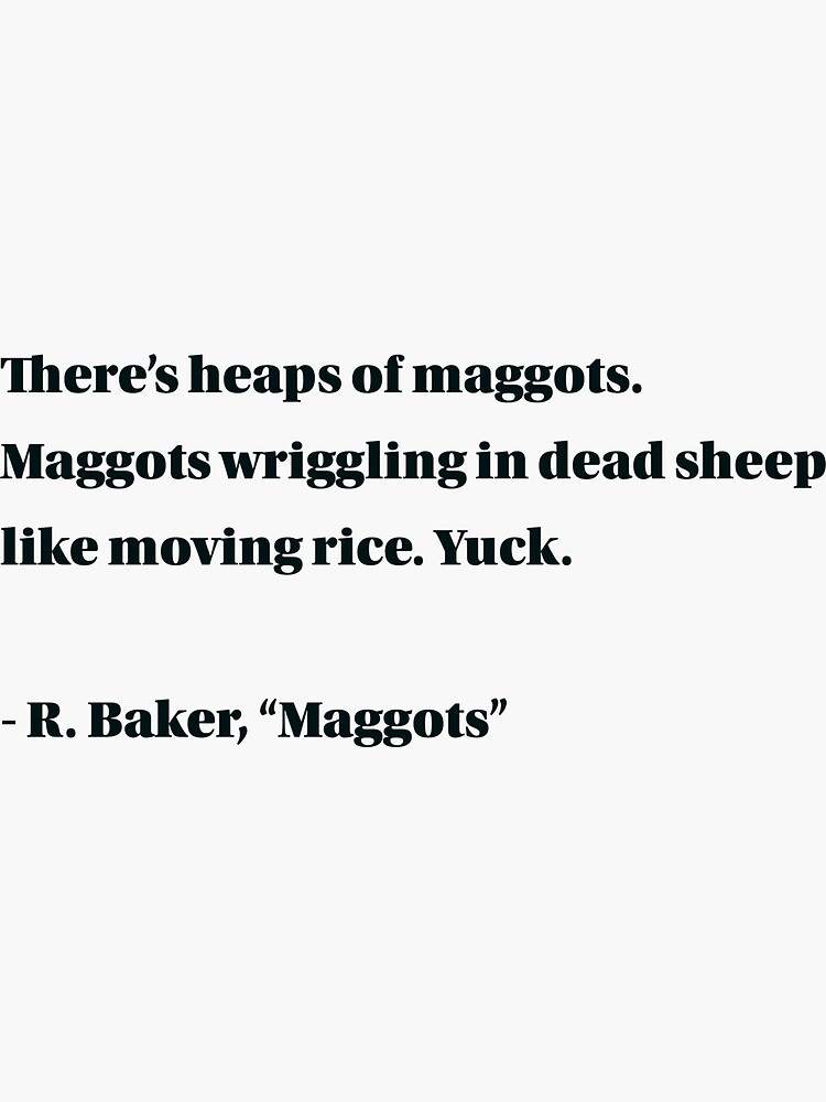 ""maggots" by ricky baker" Sticker for Sale by unlockedken | Redbubble
