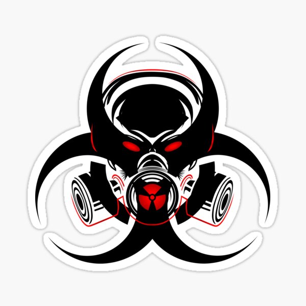 "Biohazard and masked skull" Sticker for Sale by no8design | Redbubble