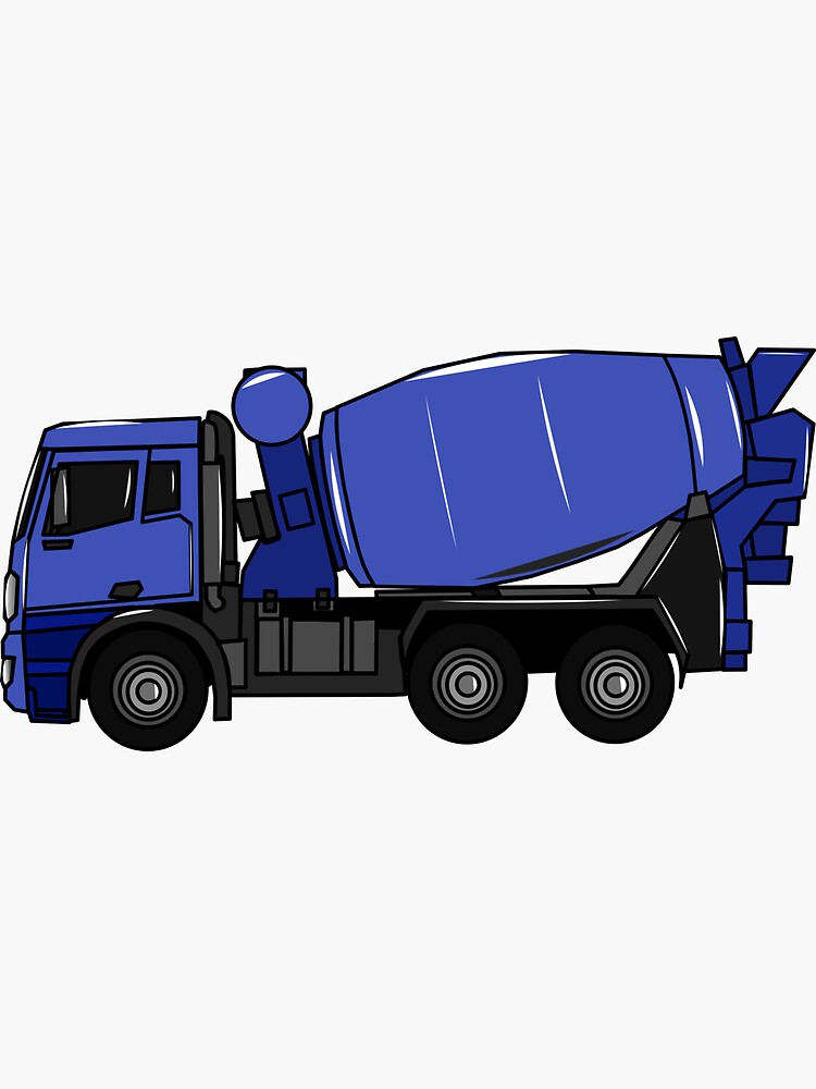 "Concrete mixing transport truck cartoon" Sticker for Sale by ...