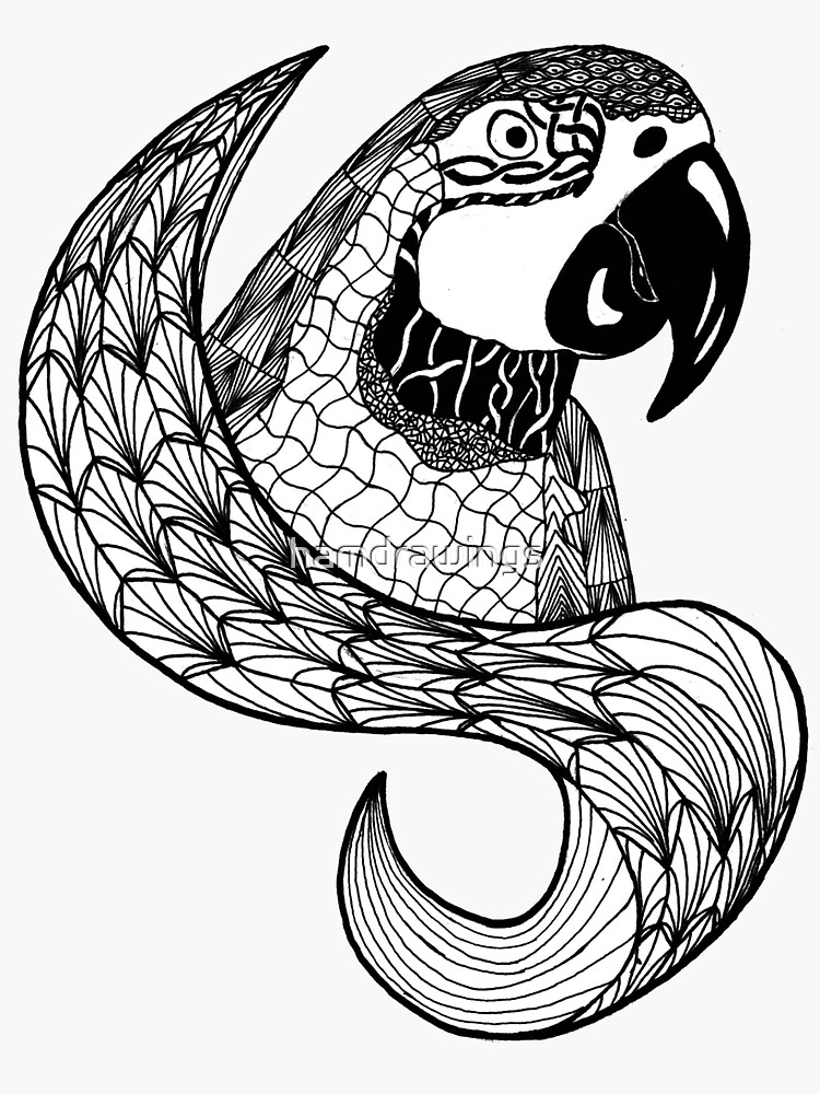 "Geometric Pattern Macaw Parrot" Sticker by hamdrawings | Redbubble