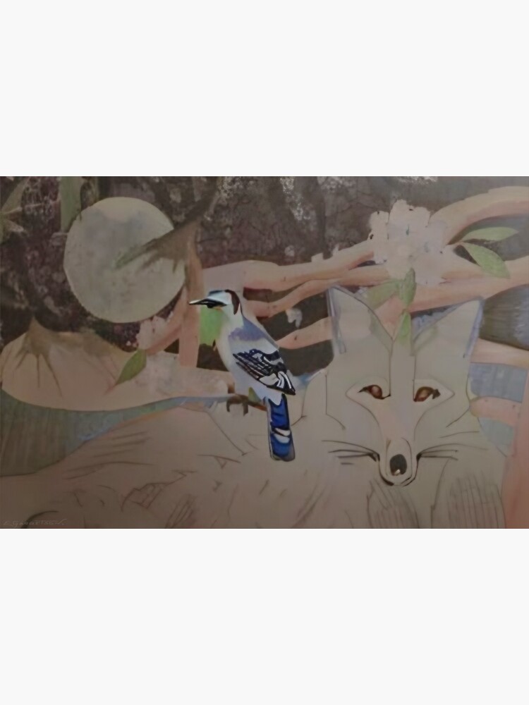 "The grey fox, and the blue jay 2" Sticker for Sale by EmilyGarretson ...