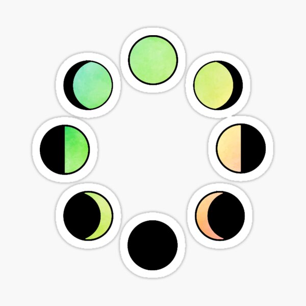 "Moon Phases Circle Gradient" Sticker for Sale by Lil-Bit-Batty | Redbubble