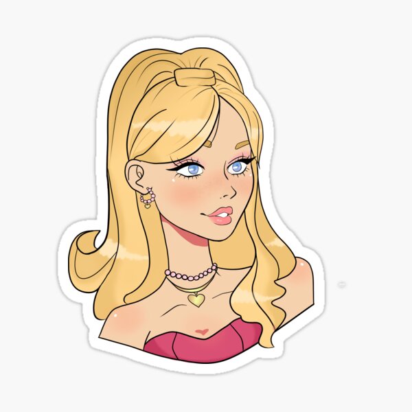 " Blonde Glamour Girl Thick outlined" Sticker for Sale by VisualDepth ...