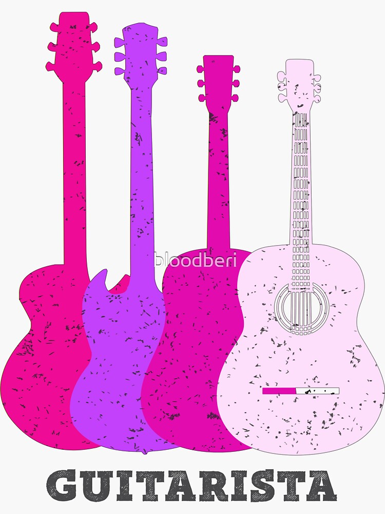 "Guitar Rainbow Pinks" Sticker for Sale by bloodberi | Redbubble