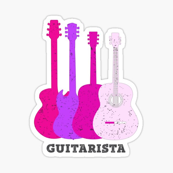 "Guitar Rainbow Pinks" Sticker for Sale by bloodberi | Redbubble
