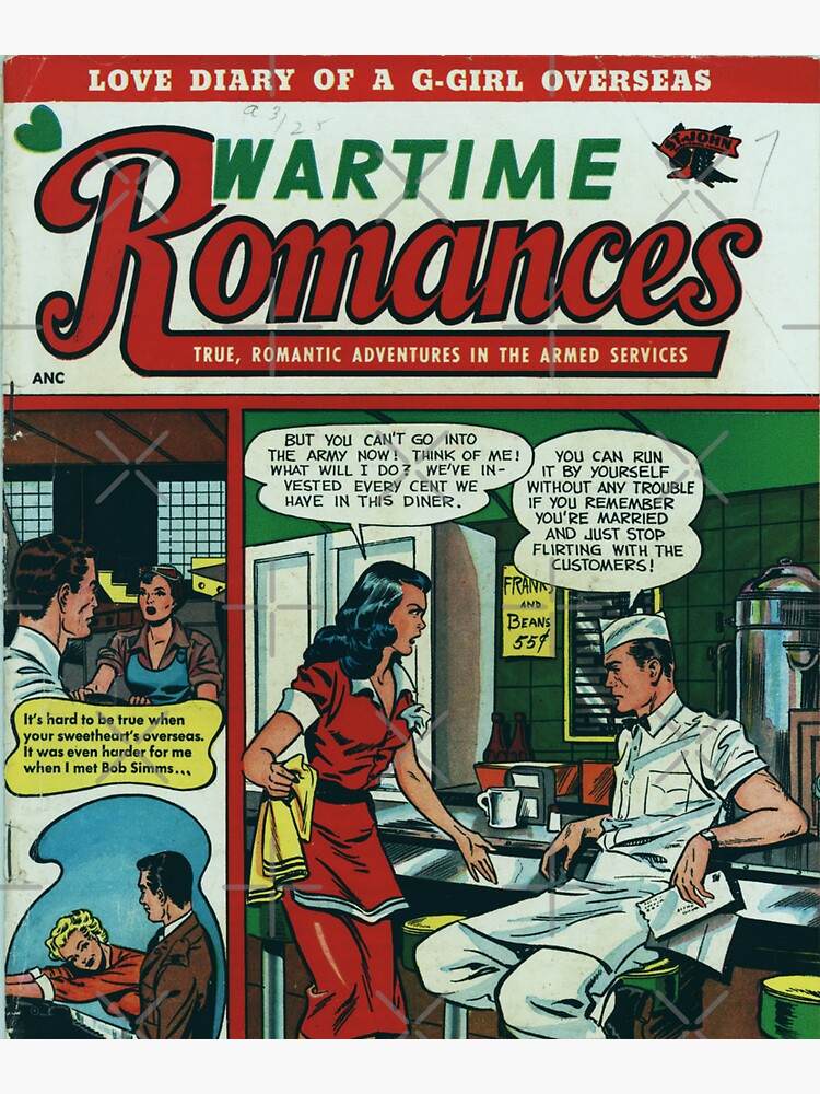"Romance Comic Magazines (WarTime Romance book cover) #3" Sticker for ...