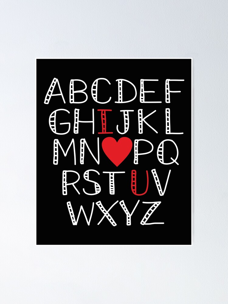 "ABC I Love You Alphabet Letters Teacher Valentines Day School " Poster ...