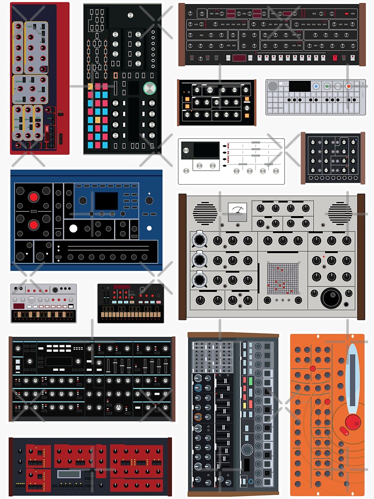 "Synthesizer Collection" Sticker for Sale by AtomicMalibu | Redbubble
