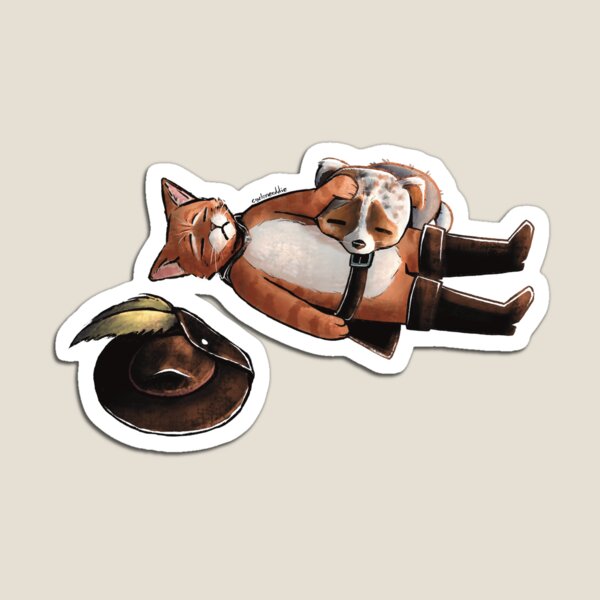 "Puss and Perrito lying together, scene from Puss in Boots The Last Wish" Magnet for Sale by ...