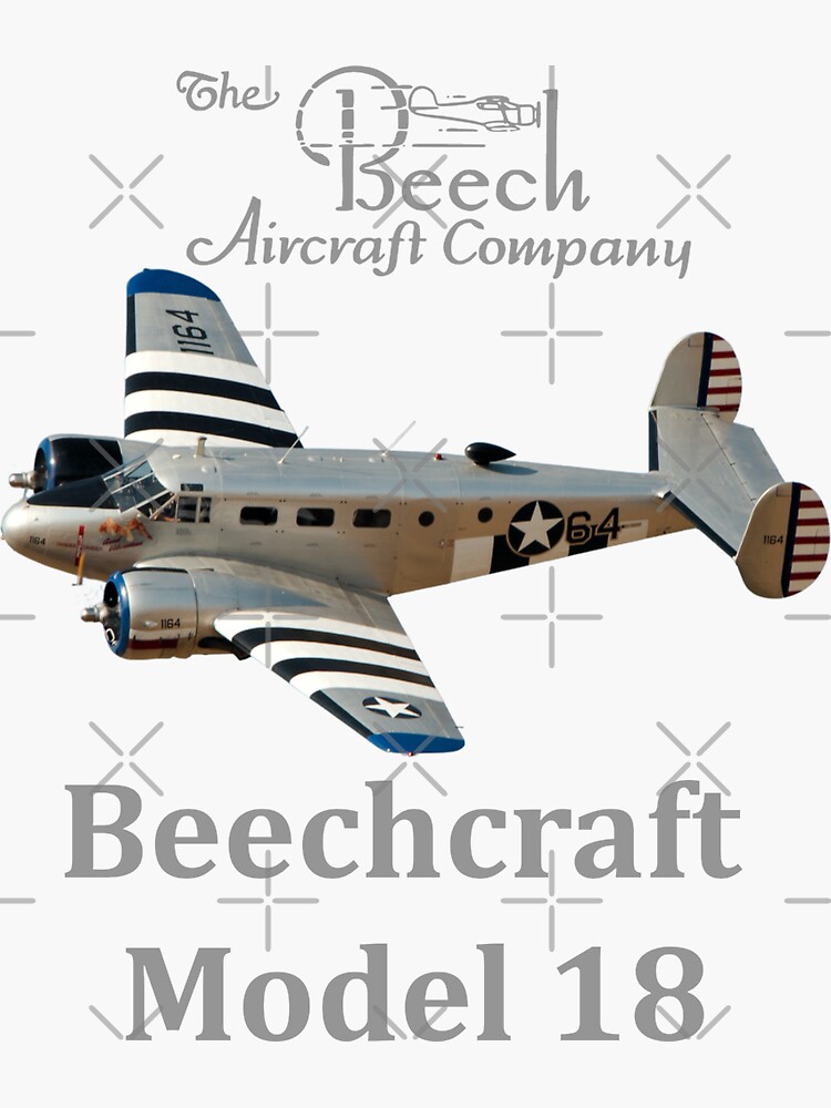 " Beechcraft Model 18 "Twin Beech"" Sticker for Sale by Digitalfred | Redbubble