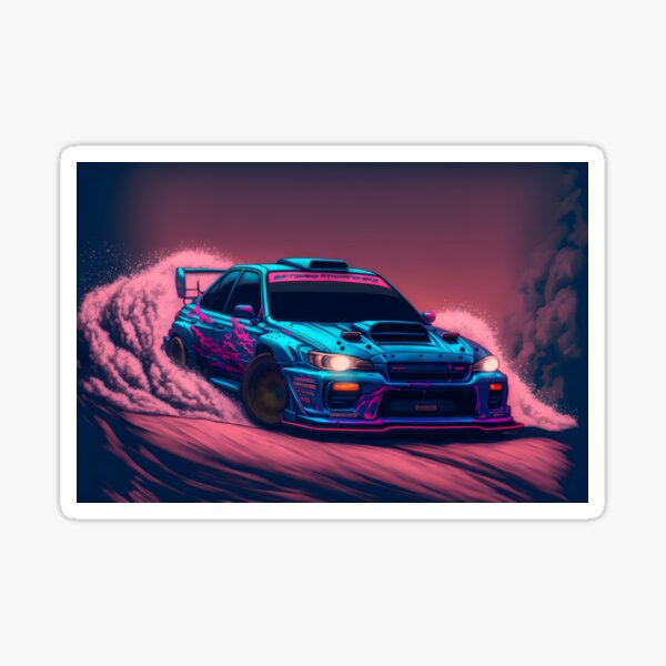 "The Rally King - Impreza WRX STI Synthwave" Sticker for Sale by ArtAT ...