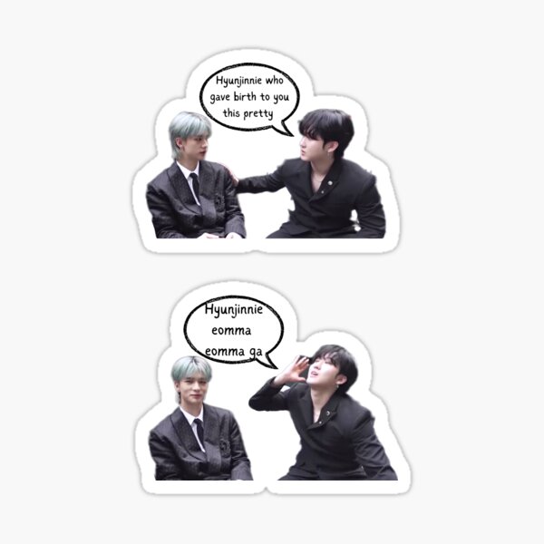 "Changbin and Hyunjin omma omg - funny meme - skz" Sticker for Sale by ...