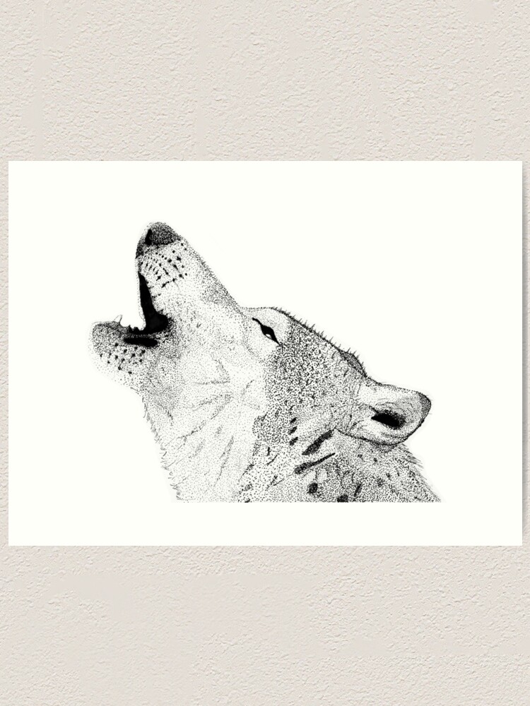 "Pointillism / Stipple Wolf Alpha" Art Print by hamdrawings | Redbubble