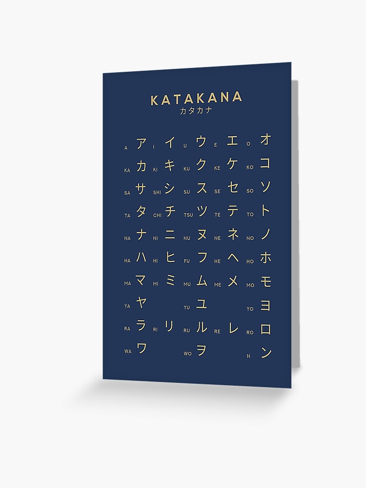 "Katakana Chart - Japanese Alphabet Learning Chart, Navy and Gold ...