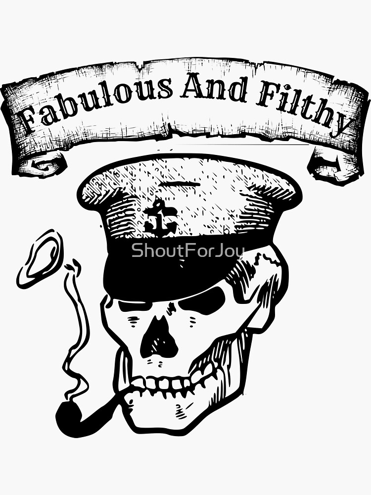 "Fab and filthy Skull Banner" Sticker for Sale by ShoutForJoy | Redbubble