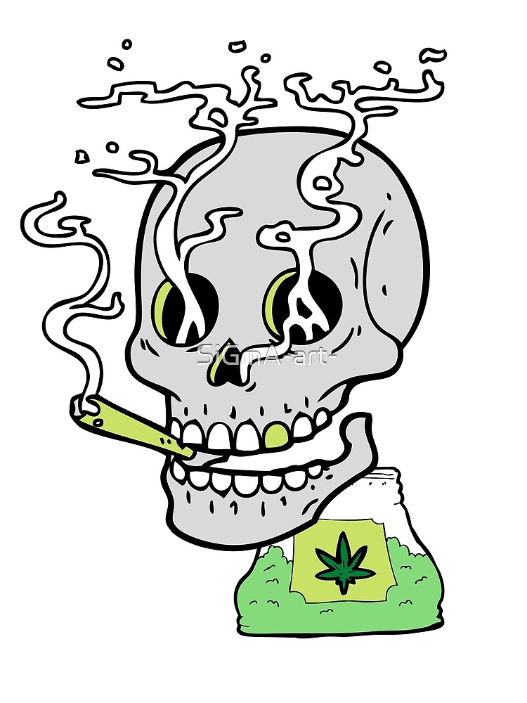 Skeleton Smoking Weed Tattoo