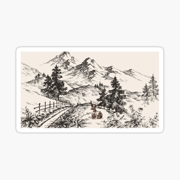 "himalayas drawing" Sticker for Sale by Sameartwarc | Redbubble