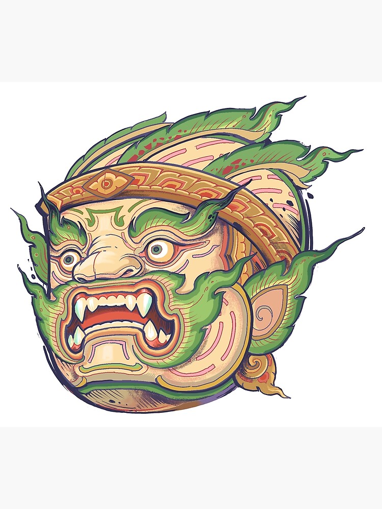 Khmer Hanuman Mask Drawing