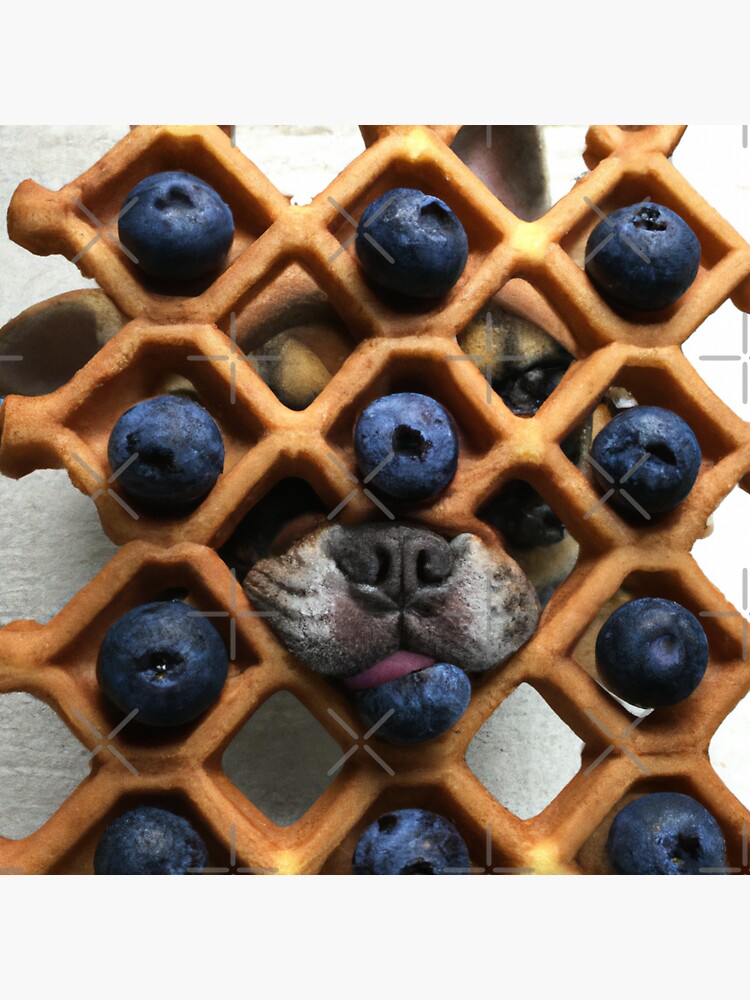 "Bulldog inside Blueberry Waffle " Sticker for Sale by toppopin | Redbubble