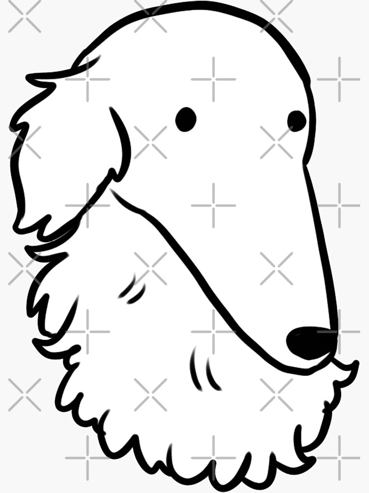 "Borzoi cute face illustration " Sticker for Sale by Yarafantasyart ...