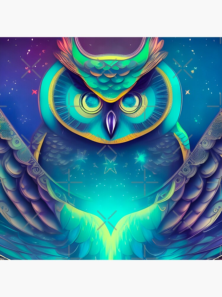 "Cosmic Owl" Sticker for Sale by WorldOfFairies | Redbubble