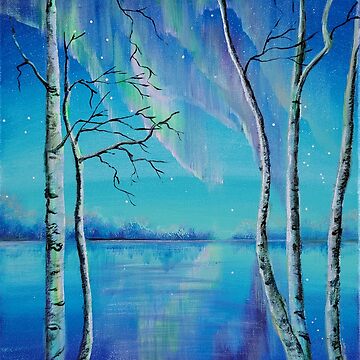 "Northern Lights at Blue Hour" Sticker for Sale by DebbieCenter | Redbubble