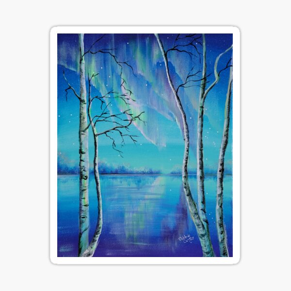 "Northern Lights at Blue Hour" Sticker for Sale by DebbieCenter | Redbubble