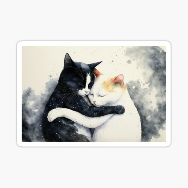 "cat hug" Sticker for Sale by mrkristof47 | Redbubble