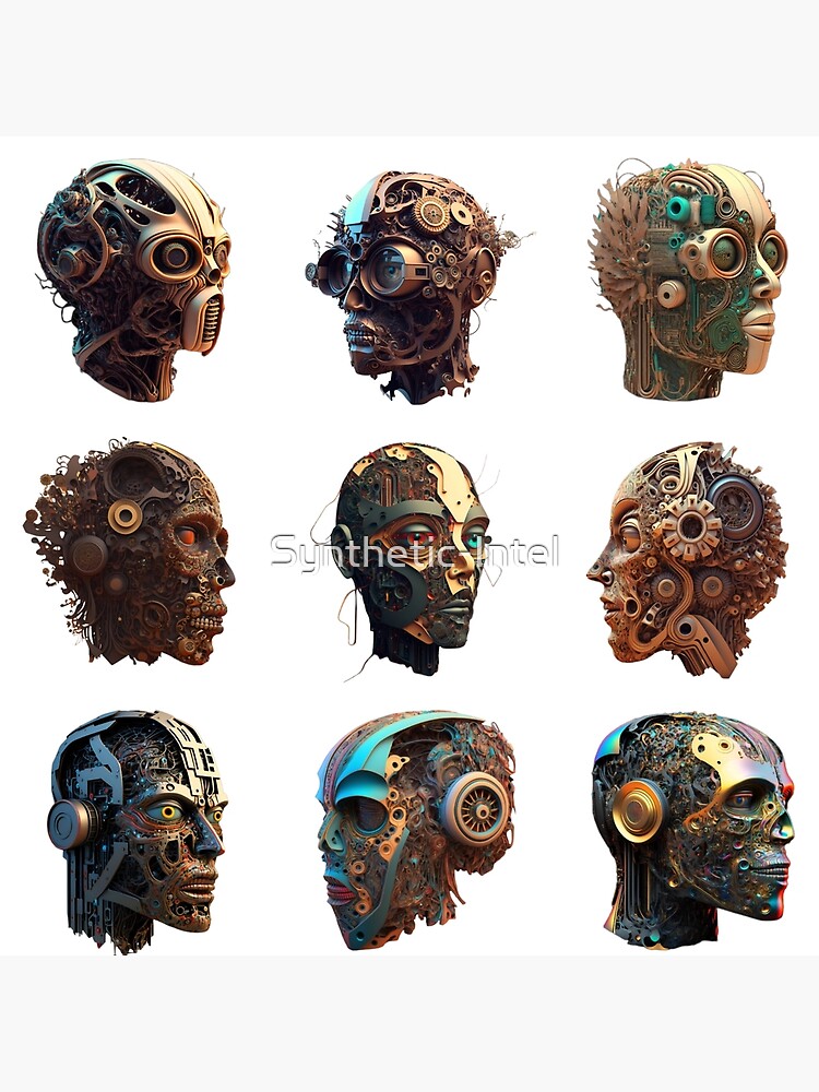 "Sticker Set: Cyborg Heads | The Singularity | Artificial Intelligence ...