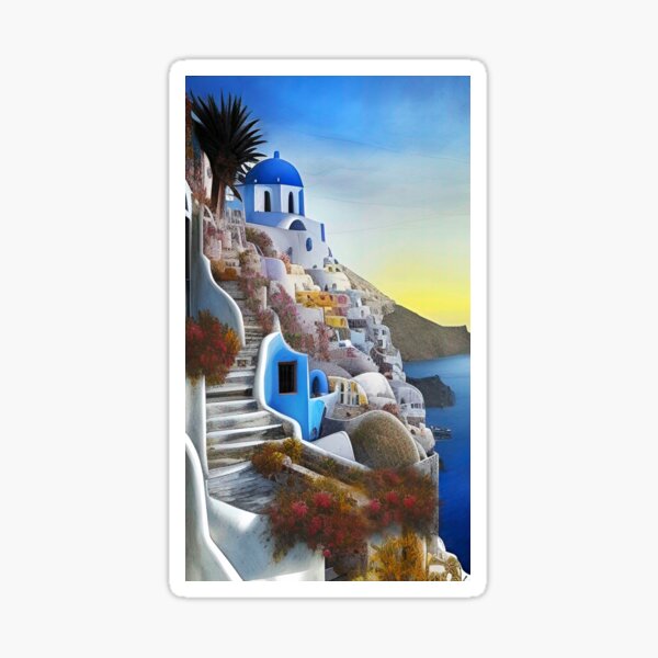 "Remembering Santorini" Sticker for Sale by ArtByJennier | Redbubble