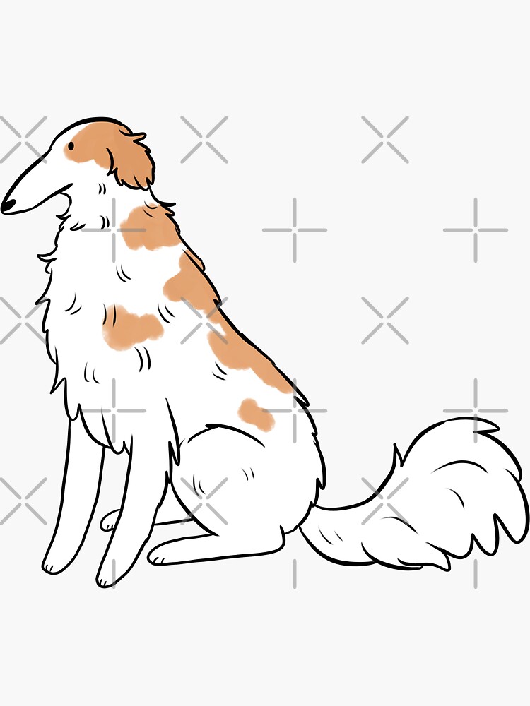 "Borzoi cute illustration " Sticker for Sale by Yarafantasyart | Redbubble