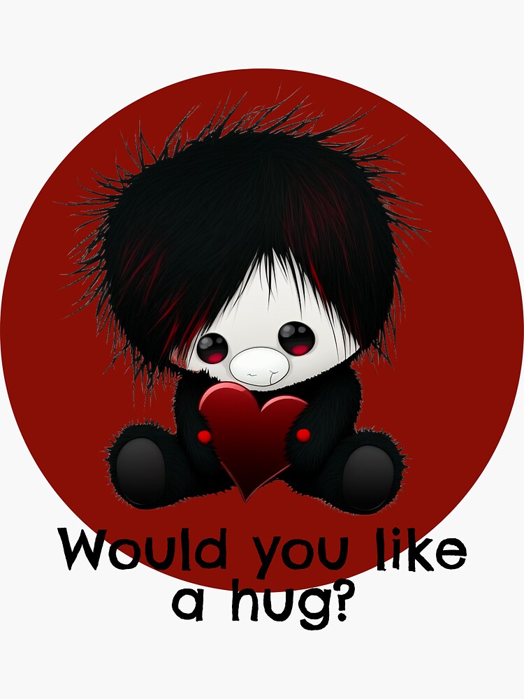"Would you like a hug? Emo Teddy Bear" Sticker for Sale by hardscuffle ...
