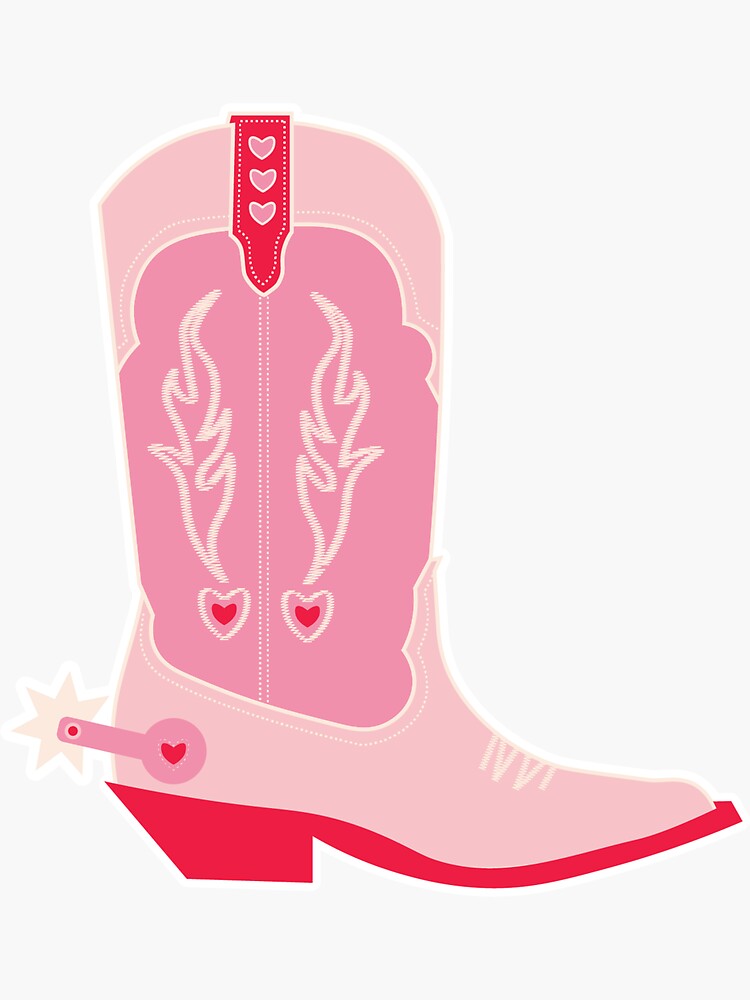 "pink cowboy boot " Sticker for Sale by gabmarie | Redbubble