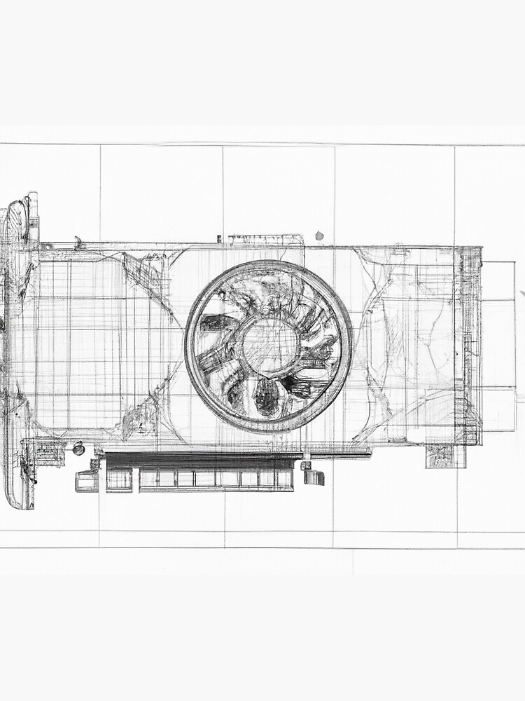 "futuristic gpu engineering drawing" Sticker for Sale by MitchellHouse ...