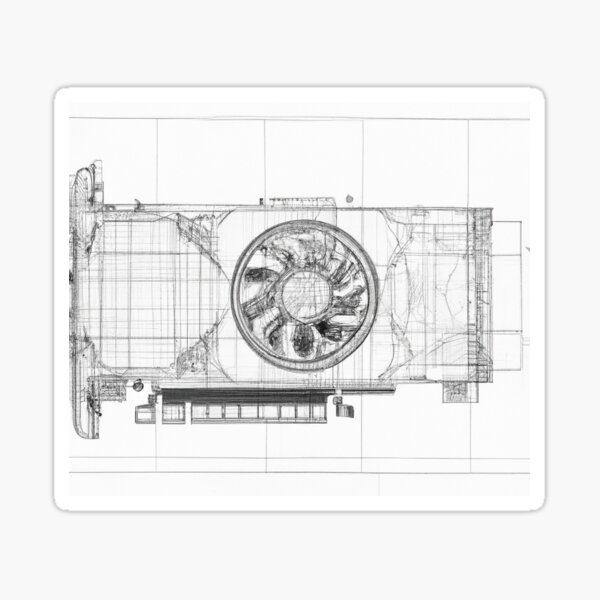 "futuristic gpu engineering drawing" Sticker for Sale by MitchellHouse ...