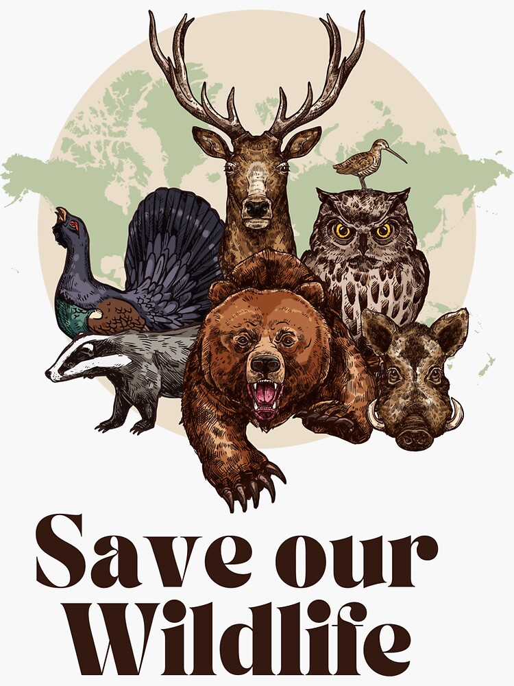 "World Wildlife Day Save Our Wildlife Love Nature and Animals" Sticker ...