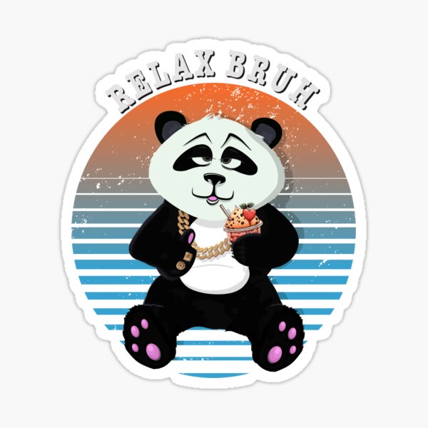 " Retro Bruh chill panda with gold and smoothie " Sticker for Sale by ...